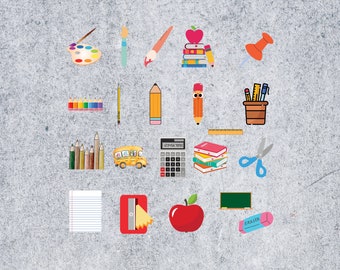 School Clipart Set, School Supplies Clipart Set, PNG Files, Pencils ...