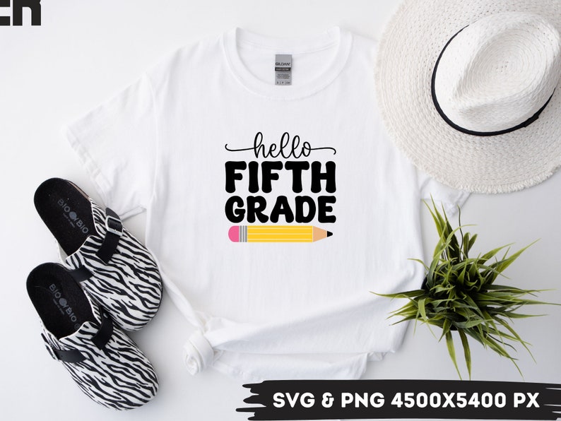 Hello Fifth Grade Svg, Back to School Svg Png, 5th Grade Svg Png, First ...