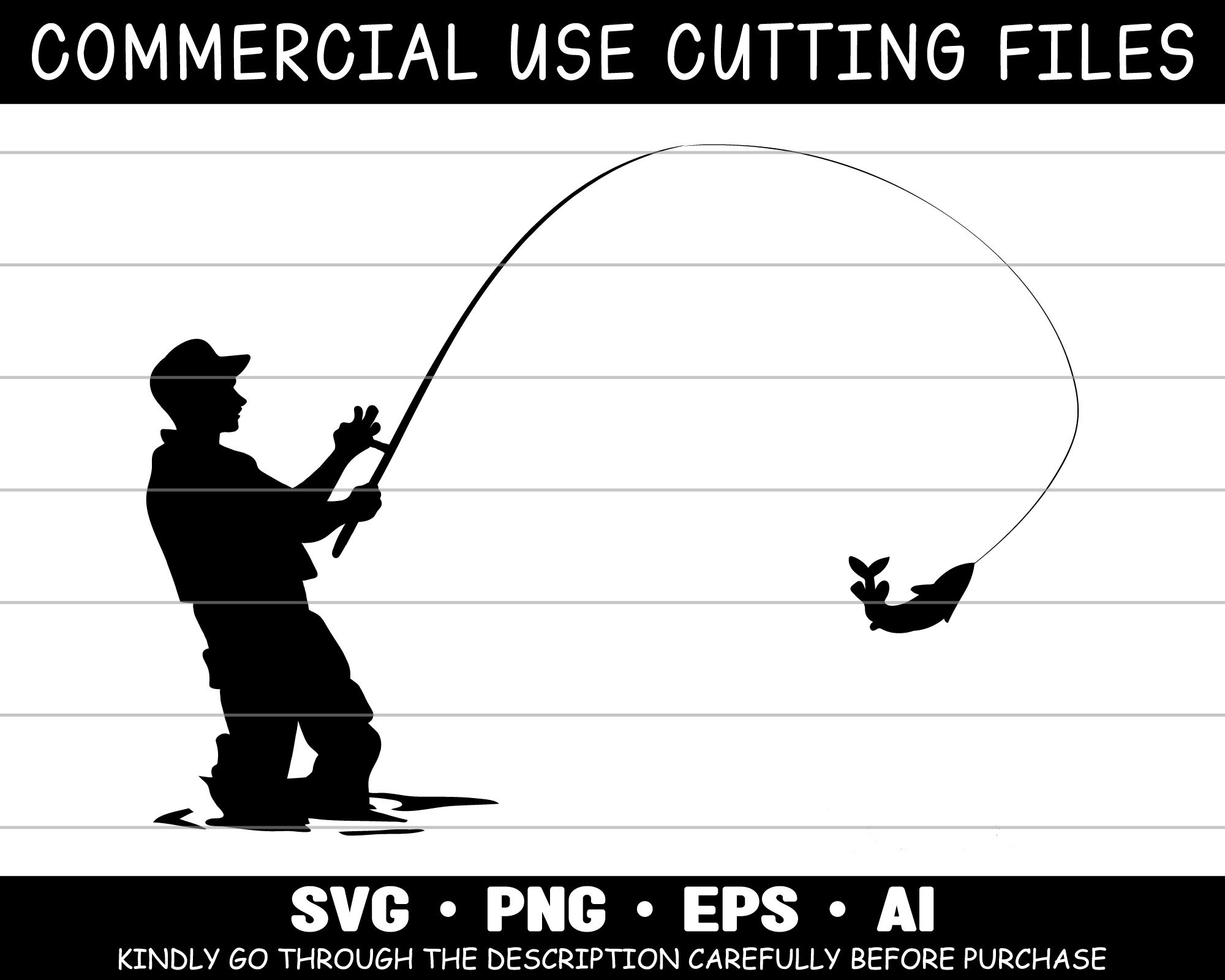 Fly Fishing Man Svg, Vector Clipart, INSTANT DIGITAL DOWNLOAD, Fly ...