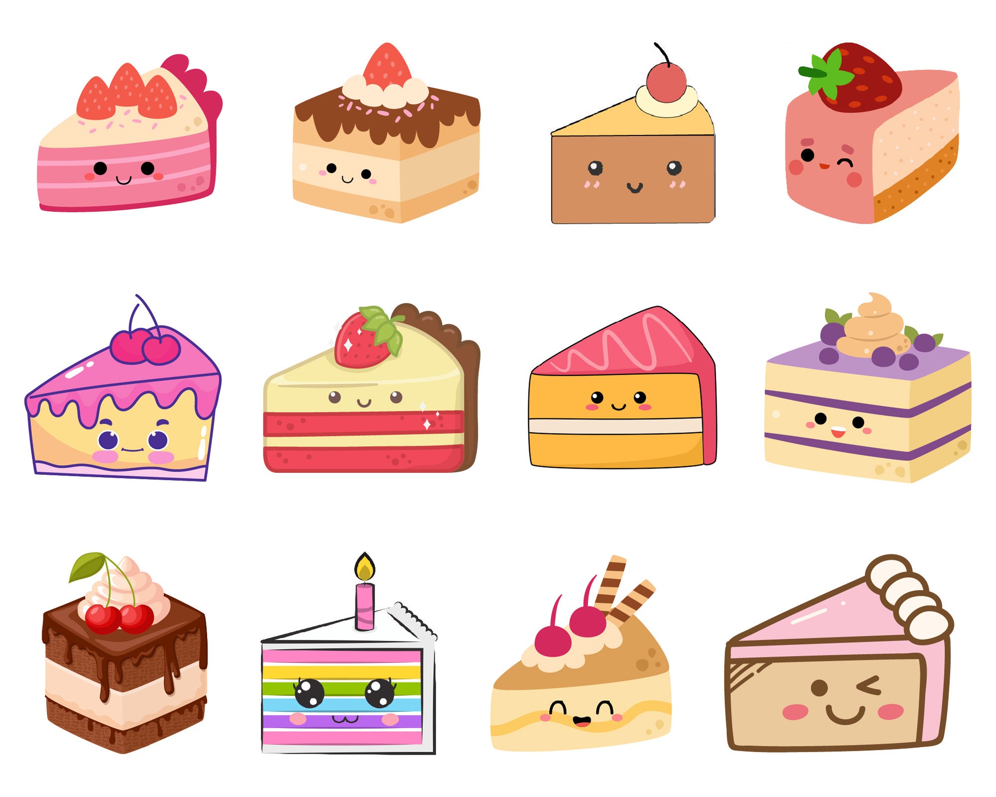 Cute Cake Slices Clipart, Set of Cakes, Cake Slices, Cute Cakes, Cute ...