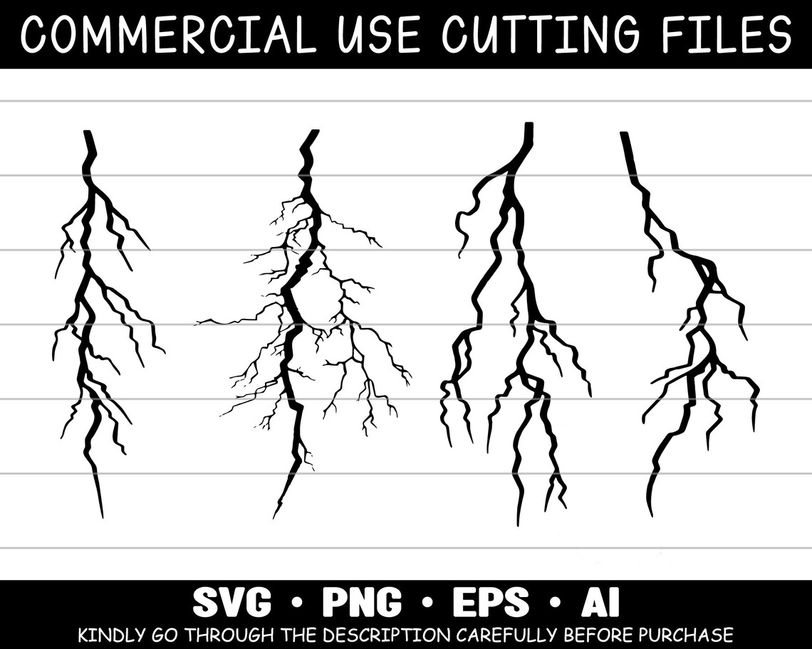Lightning Bolt Svg Bundle, Lightning Strikes Svg, Vector Clipart Set ...