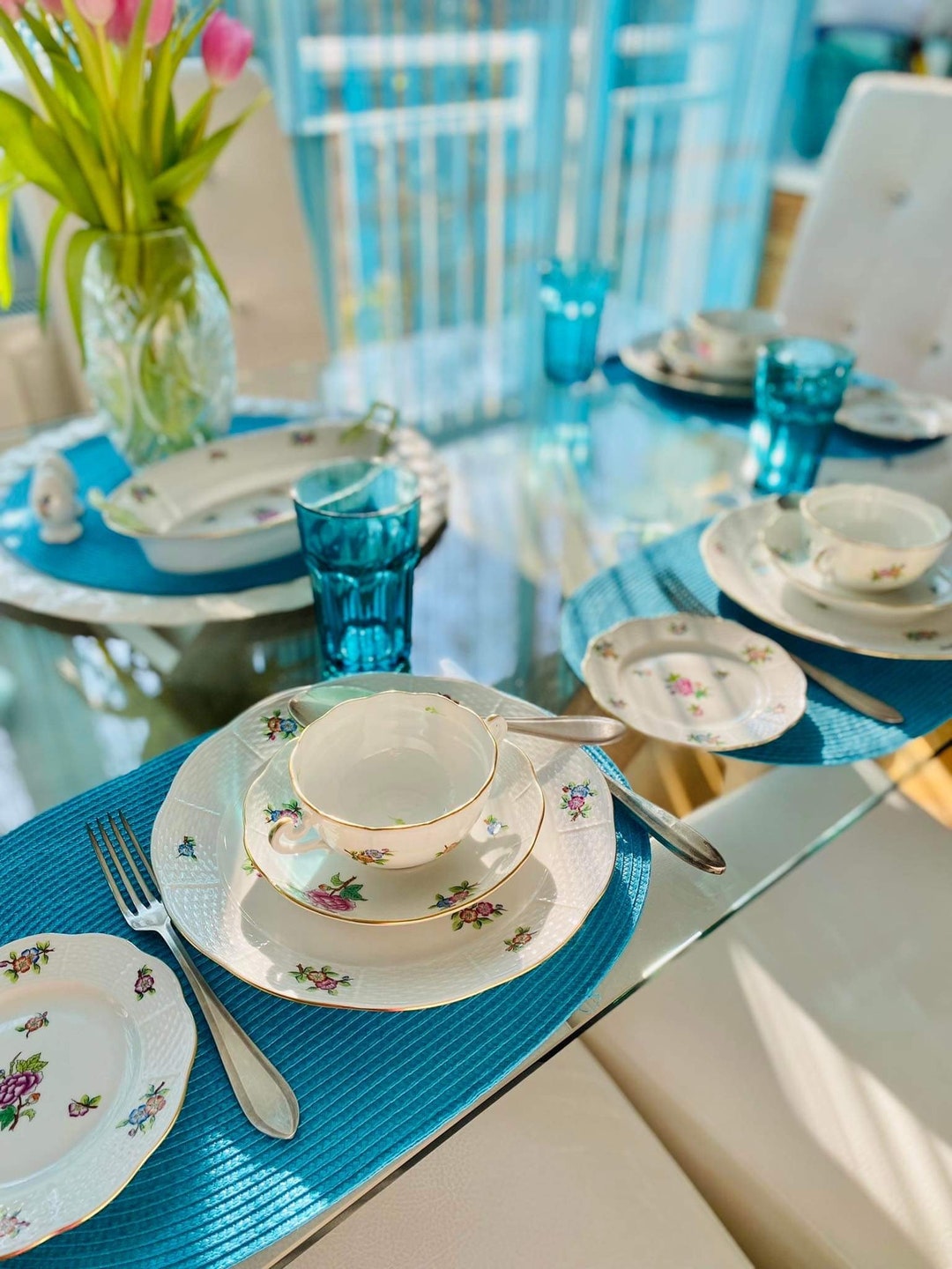 Vintage Herend Eton Porcelain Tableware Set for 6 - Mid-20th Century ...