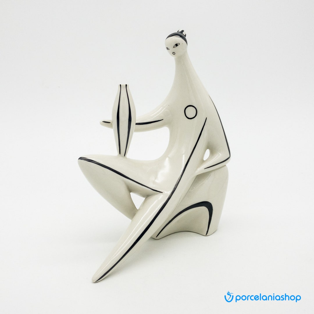 Vintage Zsolnay Porcelain Statue Woman With Jar Mid-century - Etsy