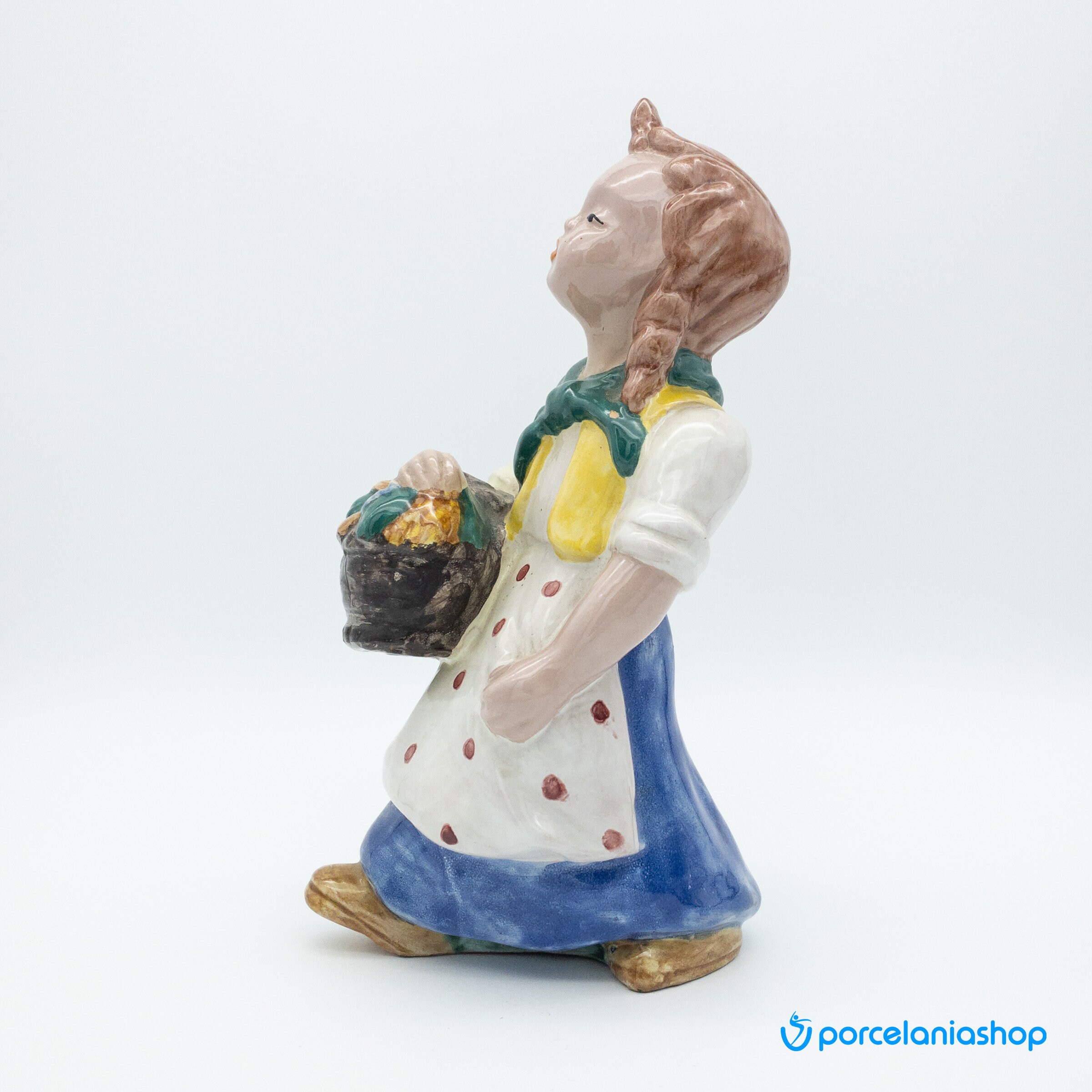 Rare Vintage Maria Rahmer Design Girl With Basket Ceramic Figurine ...