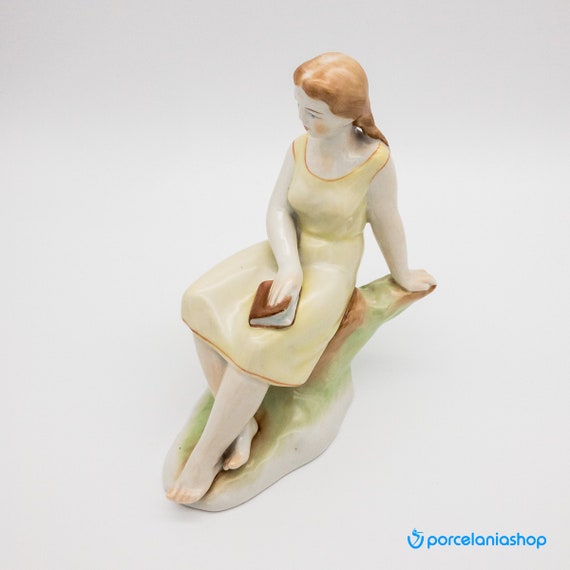 Girl With a Book Rare Vintage Zsolnay Porcelain Figurine - Etsy
