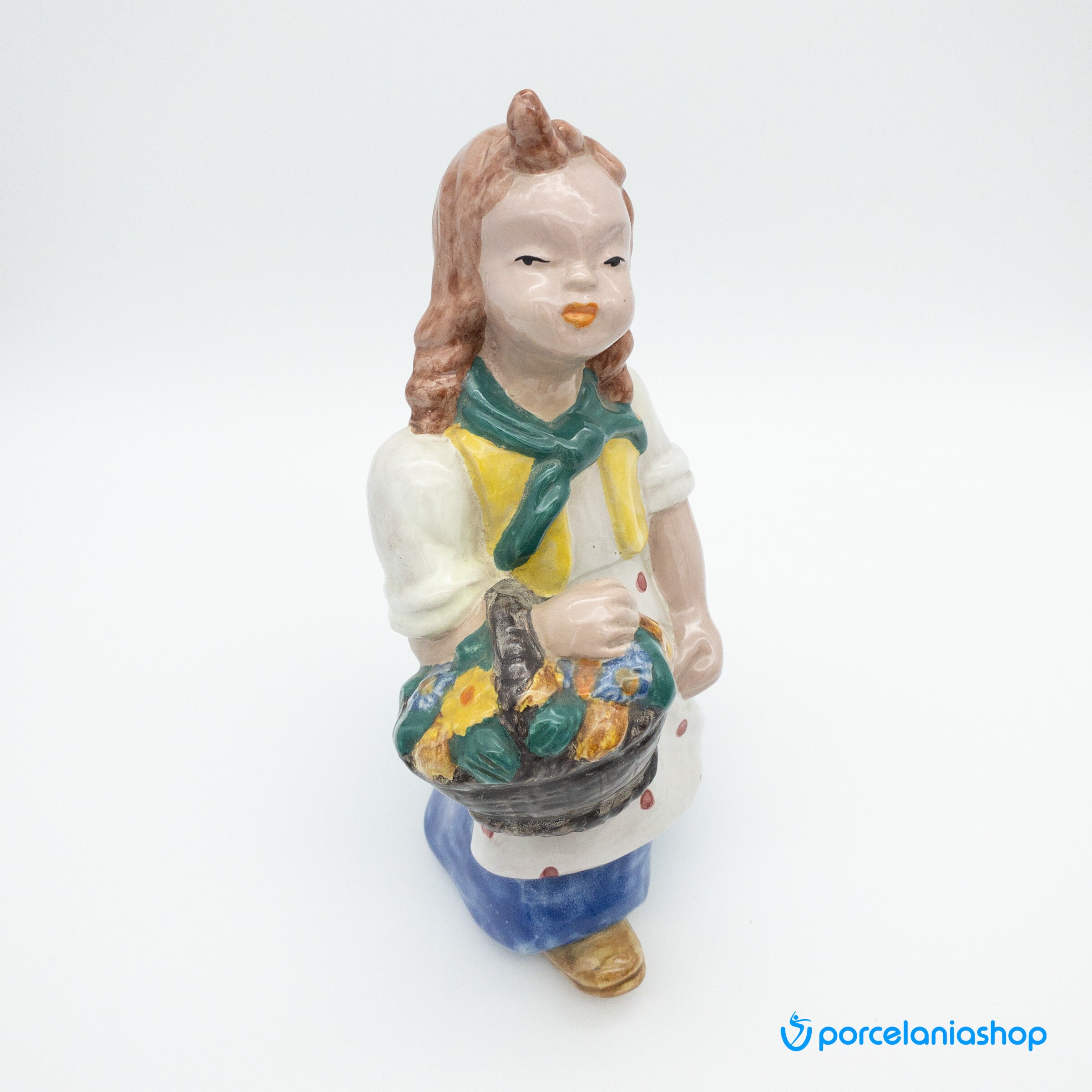 Rare Vintage Maria Rahmer Design Girl With Basket Ceramic Figurine ...