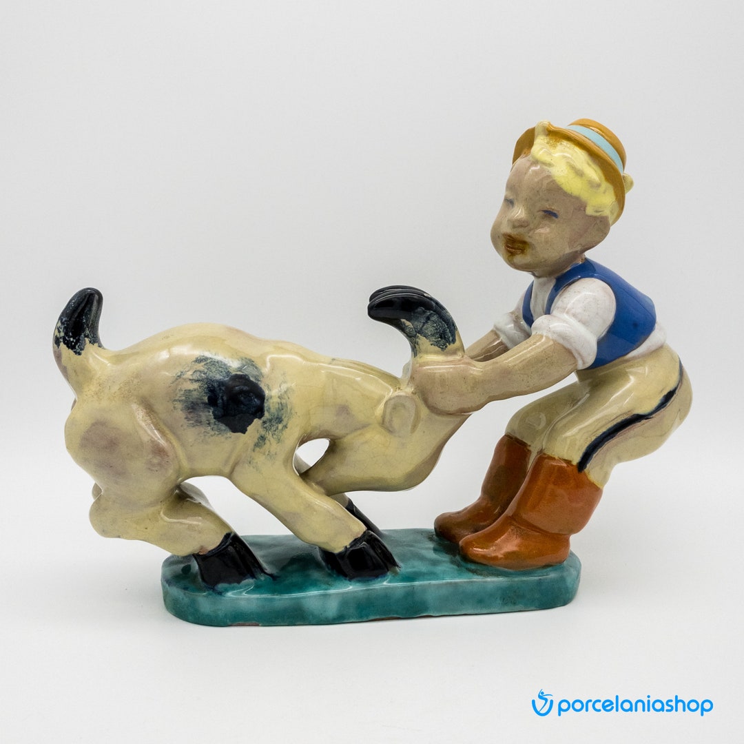Taming the Goat, Very Rare Art Deco Komlos Brothers Figurine - Etsy