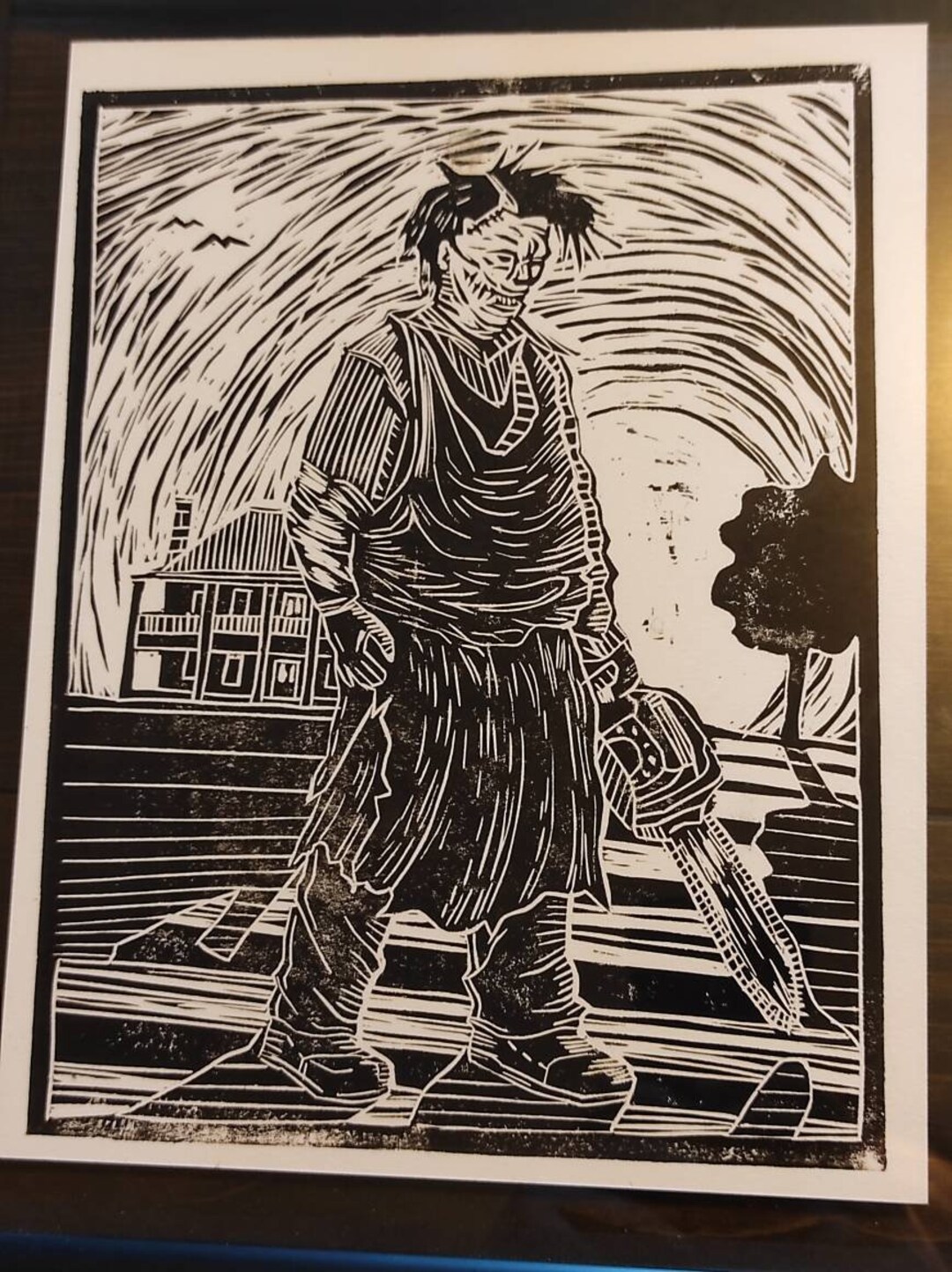 Leatherface Linocut Print 8.5" X 11" - Etsy