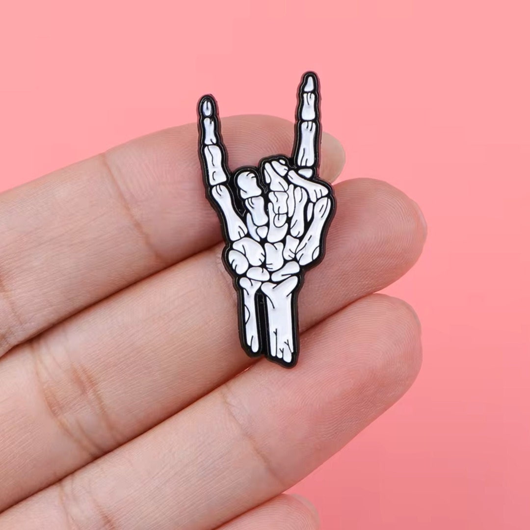 Punk Rock Skeleton Hand Pin, Colourful Enamel Pin, Gift for Him, Gift ...