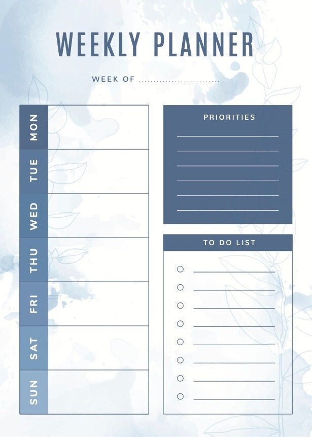 Printable Weekly Planner * PDF and PNG* - Etsy