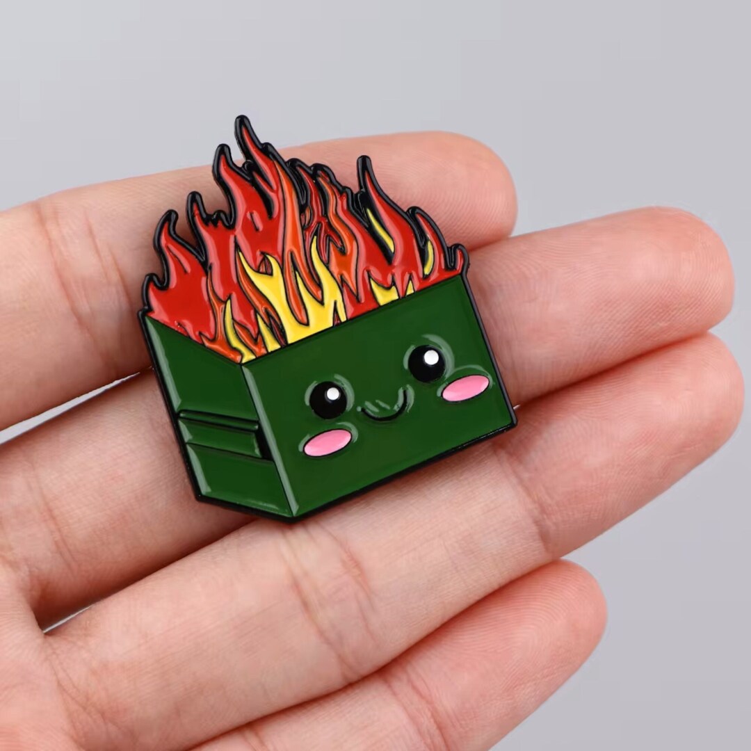 Dumpster Fire Pin, Colourful Enamel Pin, Gift for Him, Gift for Her ...