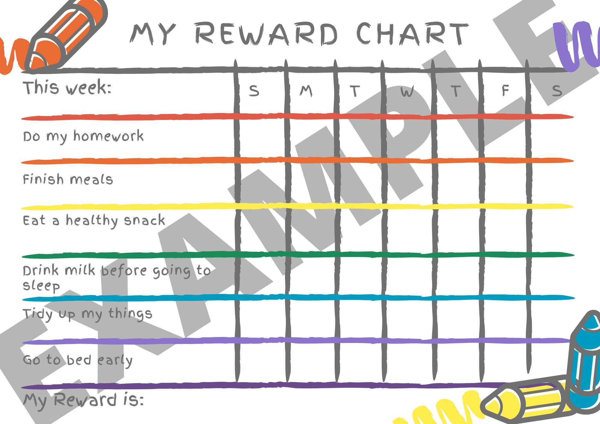 Printable Weekly Reward Chart PDF and PNG - Etsy