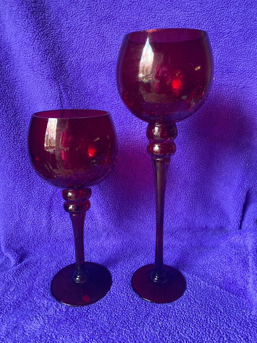 Tall Red Crackle Glass Votive Candle Holders - Etsy