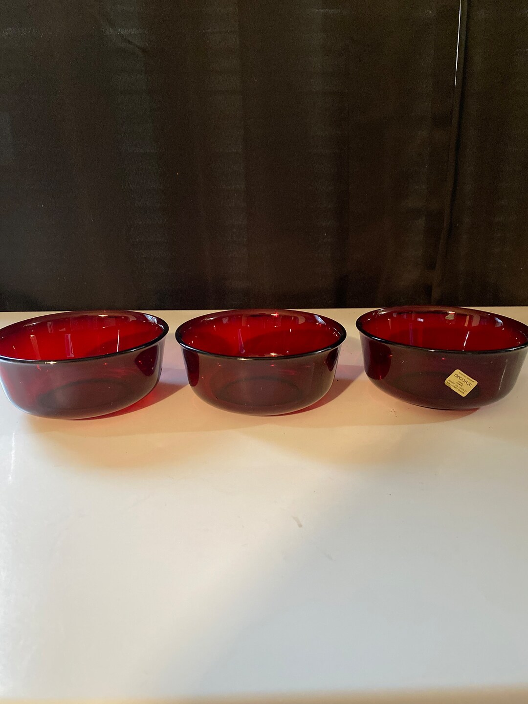 3 Arcoroc France Red Ruby Bowls - Etsy