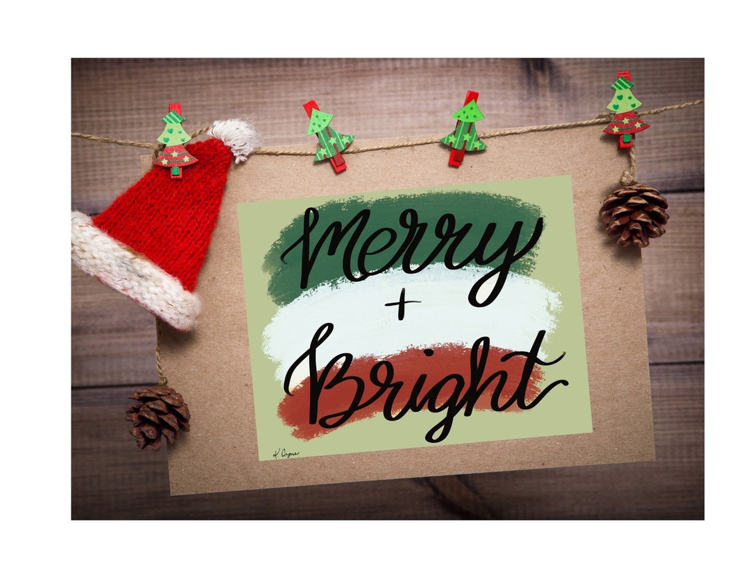 Digital Print of “merry + Bright” Sign - Etsy