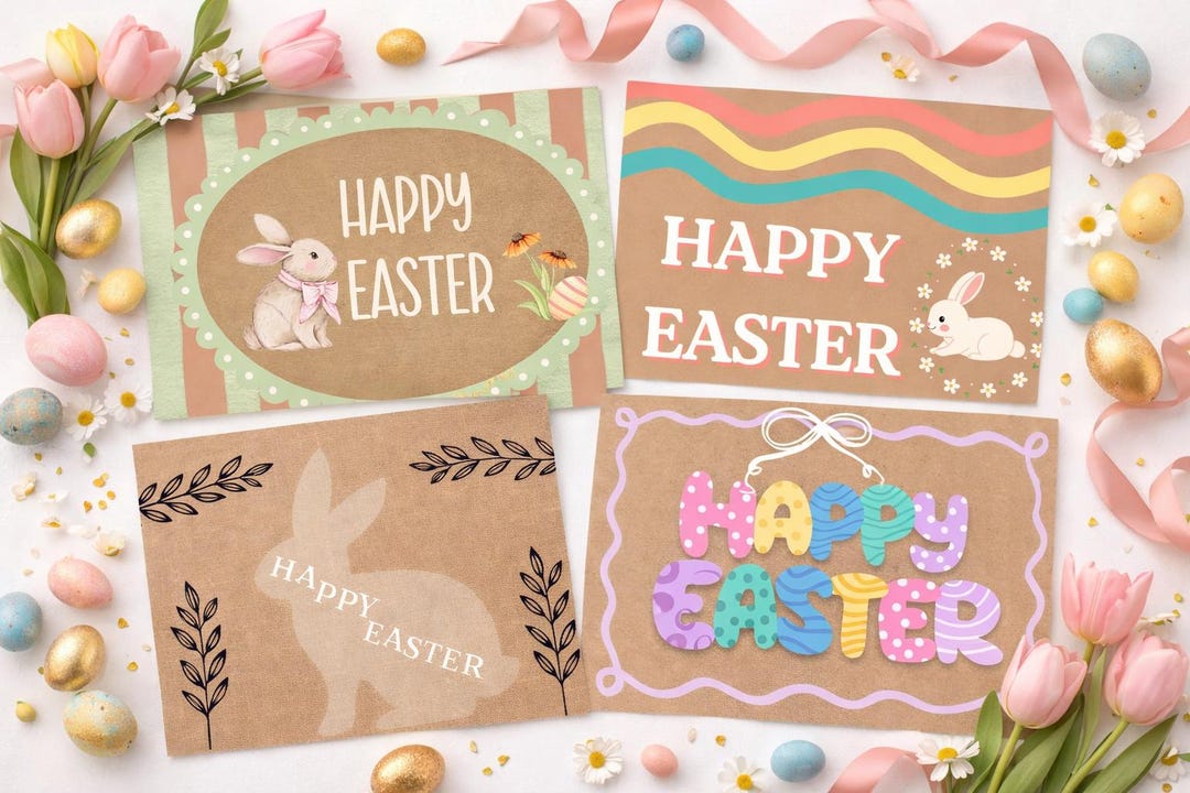 Easter Printable Bundle / Editable Canva Templates / Bunny Wall Art ...