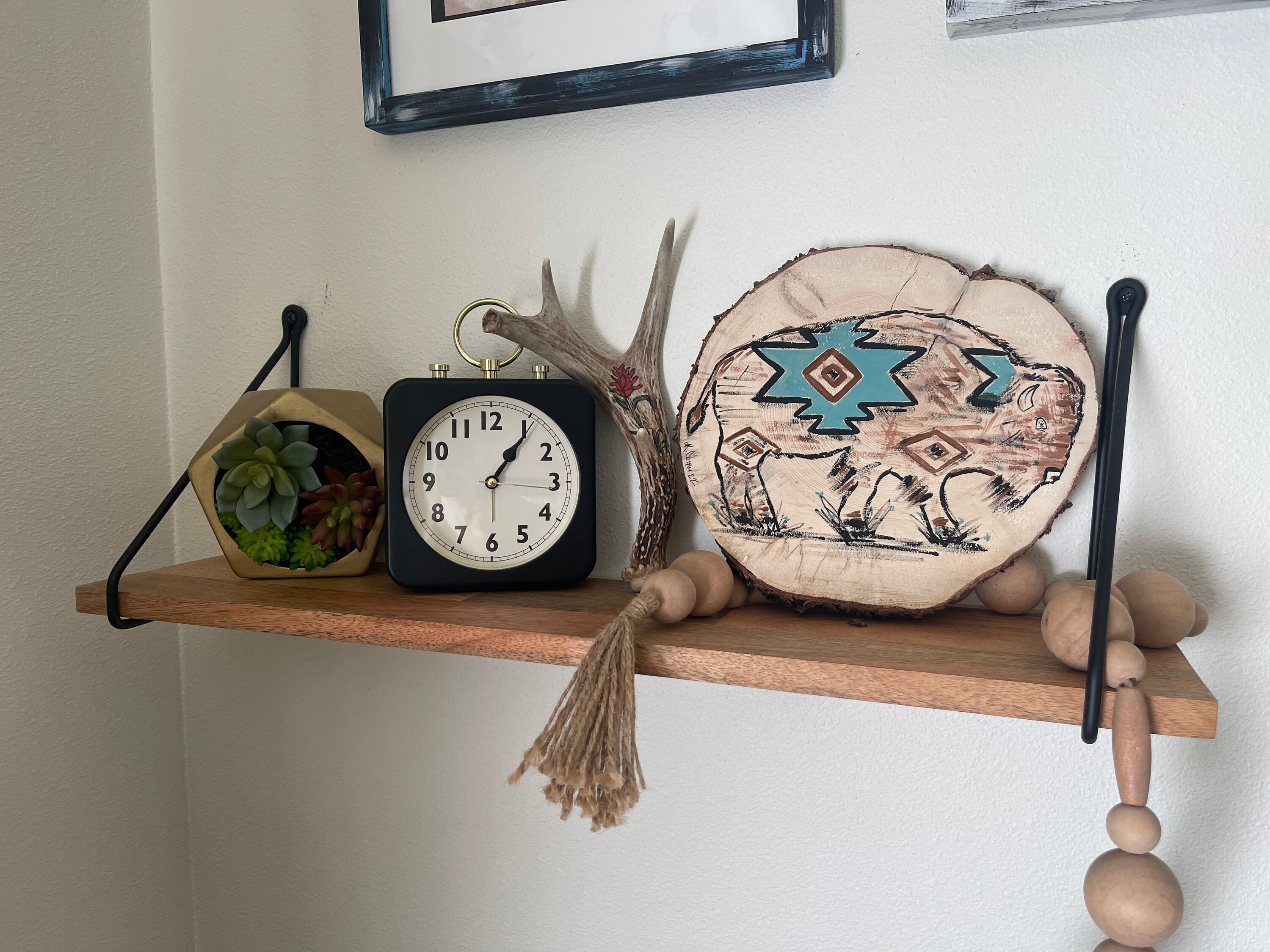 Turquiose Aztec Buffalo Wood Slice - Etsy