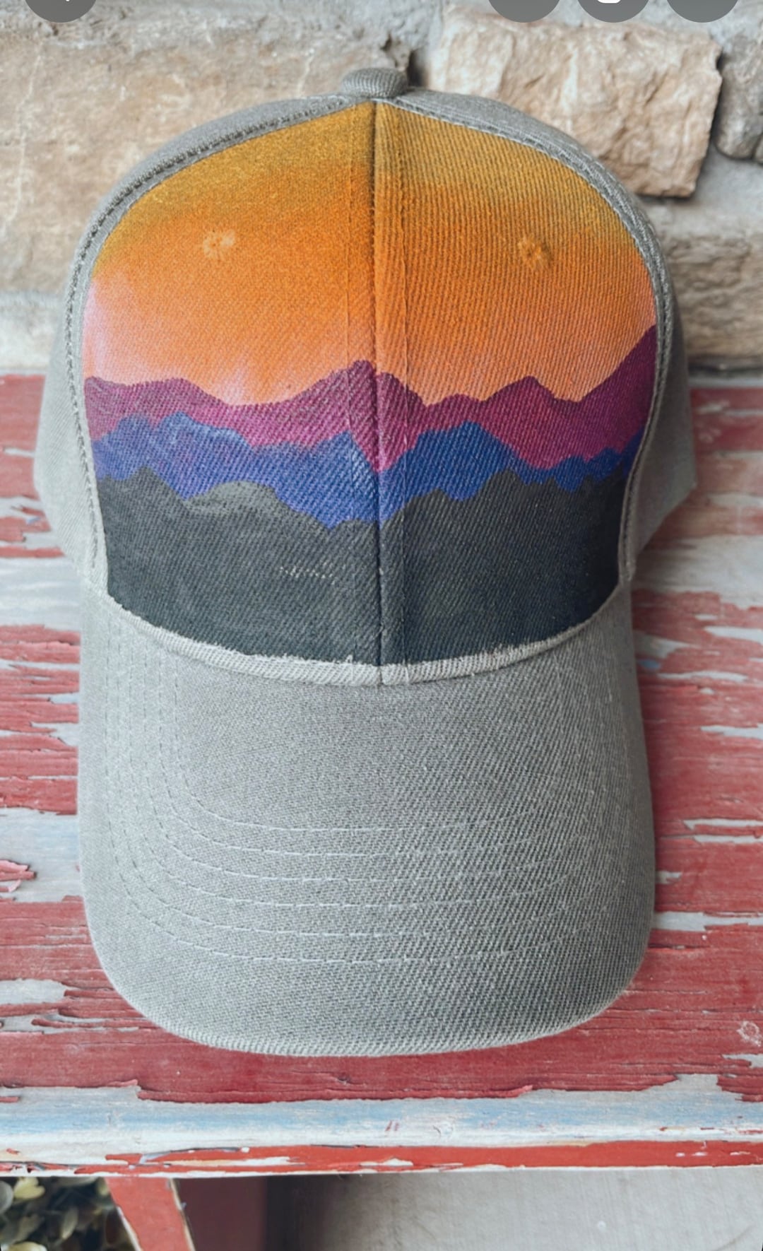Hand Painted Mountain and Sunset Hat - Etsy