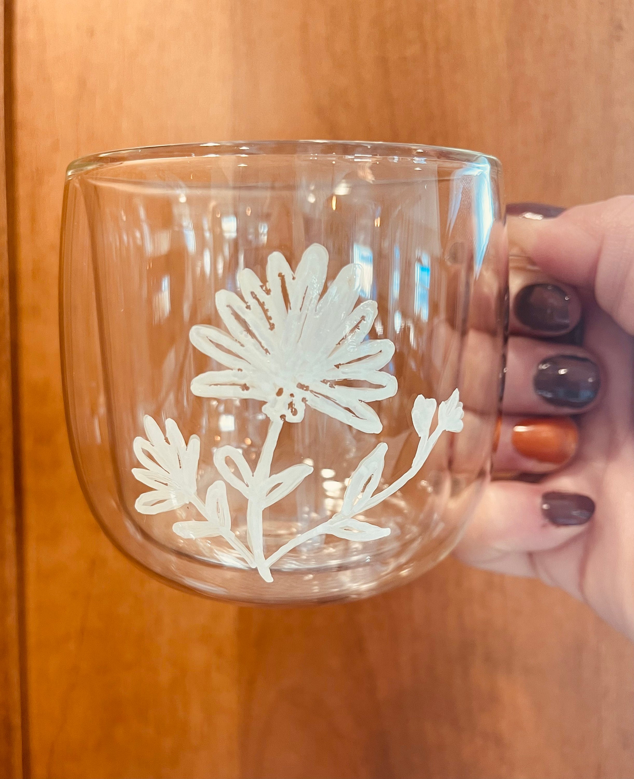 Hand Painted Glass Coffee Mug - Etsy