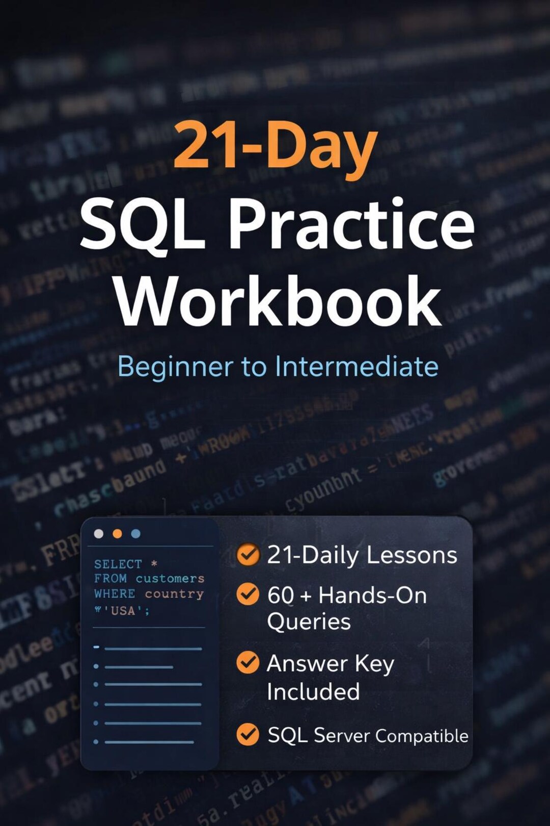 21-day SQL Practice Workbook | Beginner to Intermediate | SQL Server ...