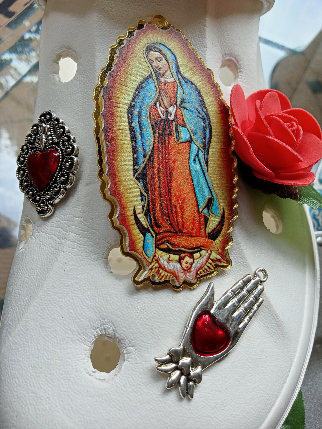Catholic Art Sacred Heart Virgin Mary Croc Charms Sets - Etsy