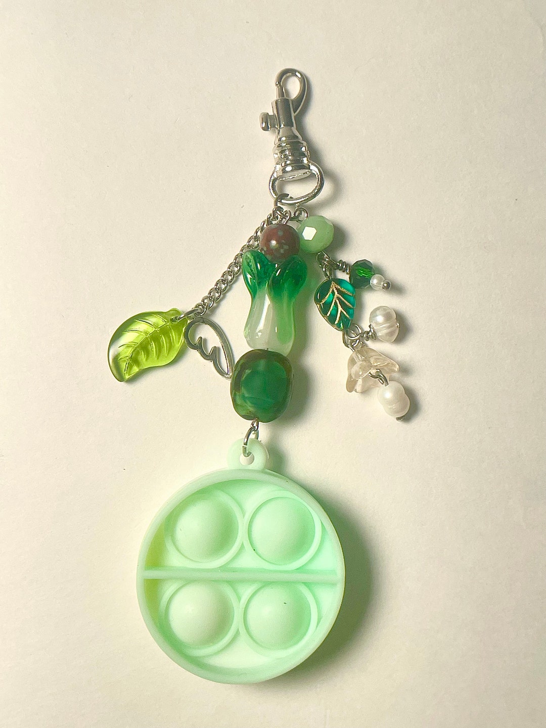 Bok Choy Fidget Popper Keychain Subtle Handmade Beaded Stim and Fidget ...