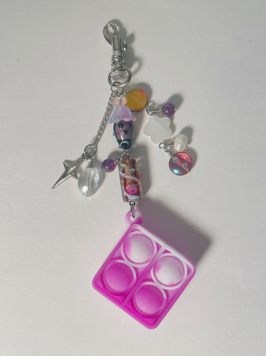 Lilac Fidget Popper Keychain Subtle Handmade Beaded Stim and Fidget ...