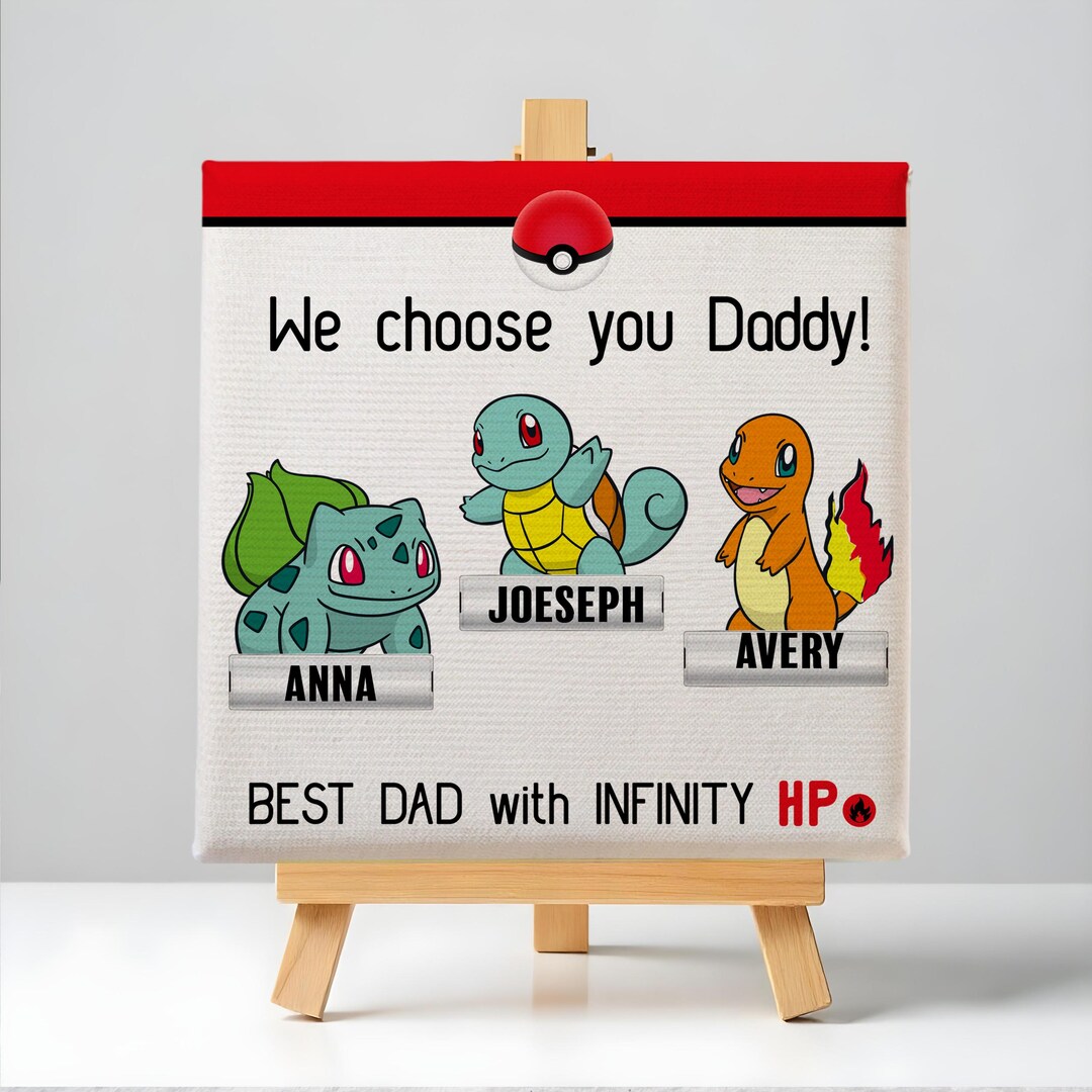 Custom Pokémon Daddy Display – 3"x3" & 5"x5" Canvas Gift – Personalized ...