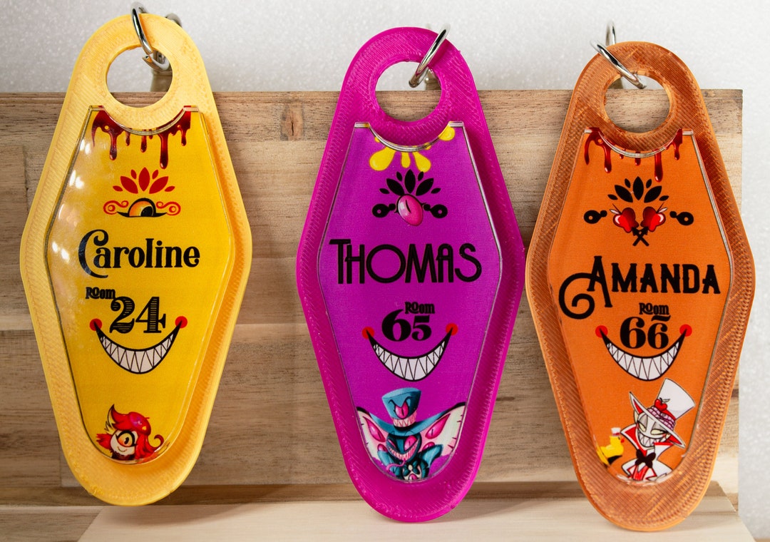 Hazbin Hotel Themed Customizable Keychains - Personalized Name & Room ...