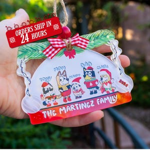Personalized Bluey Family Christmas Ornament , Custom Family Ornament ...