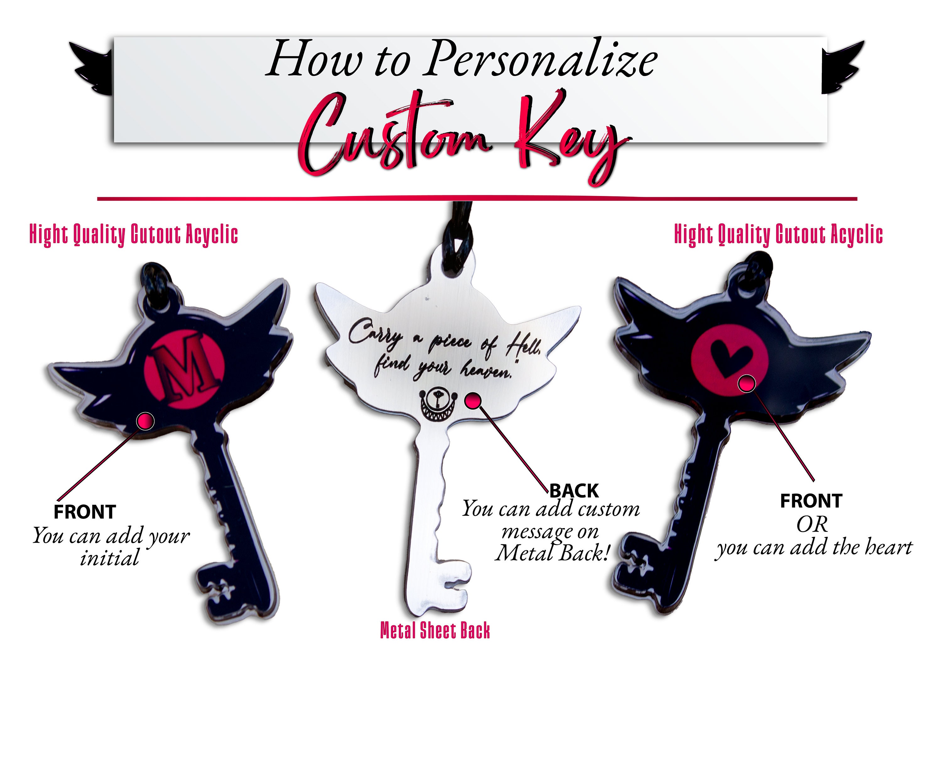 Acrylic Keyring, Hazbin Hotel Themed Personalized Keychain - Initial ...