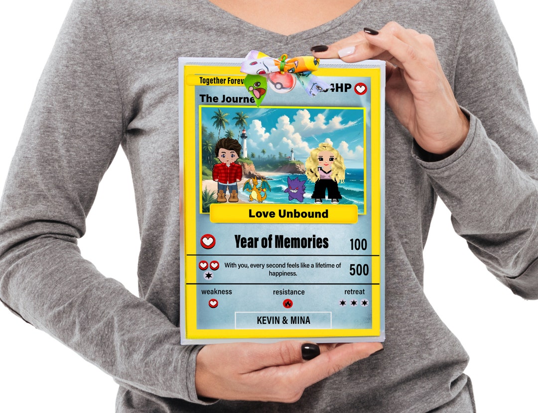 JUMBO Size Custom Anniversary Pokemon Card, Gift for Him or Her, Custom ...