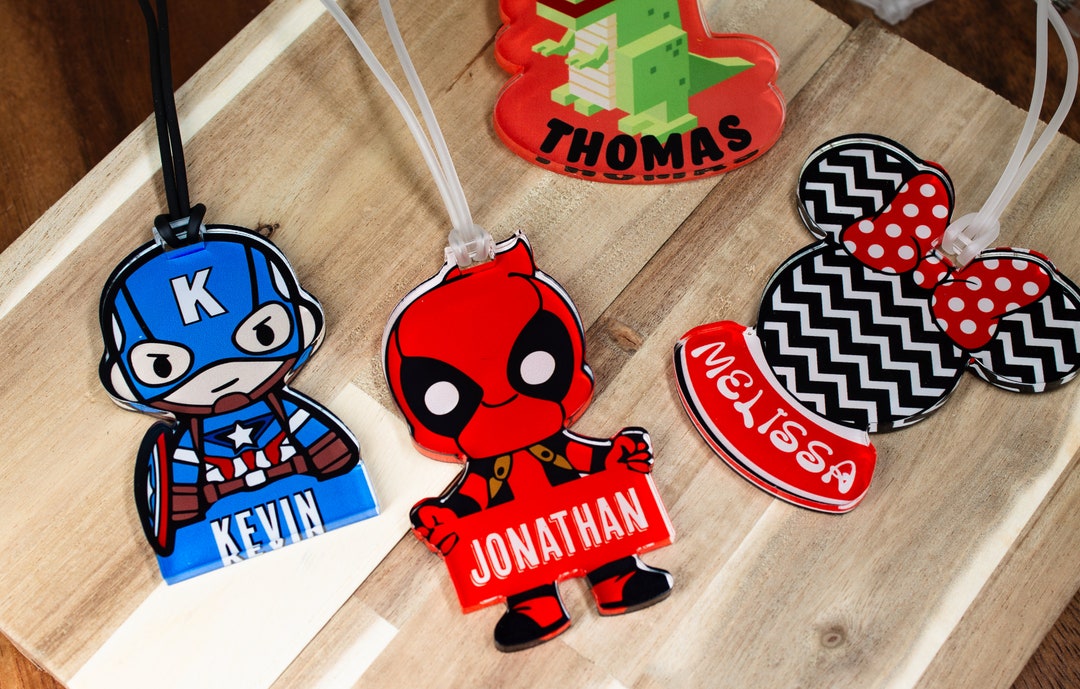 Personalized Superhero, Iconic Character Luggage Tags, -custom Name Bag ...