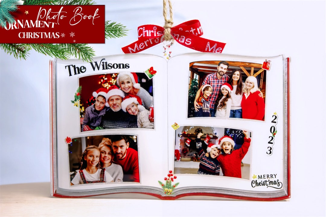 Photo Book Shaped Ornament, Personalized Custom Photo Print, Perfect ...