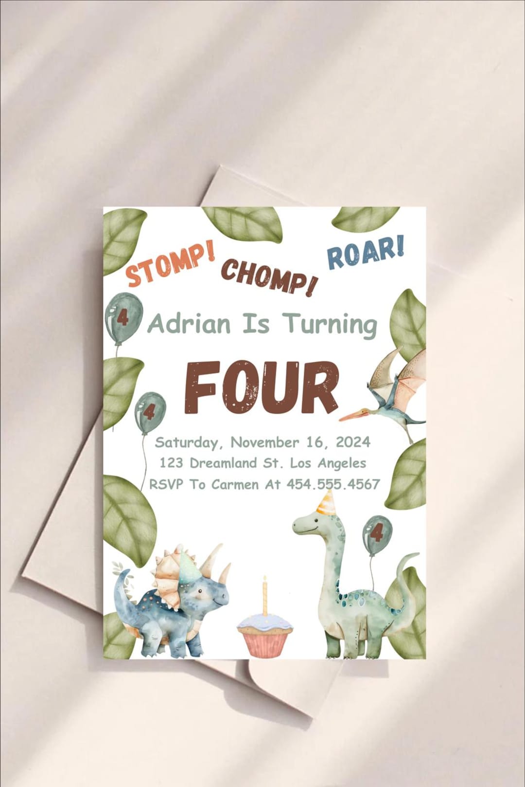 Dinosaur Invite Editable Template - Etsy