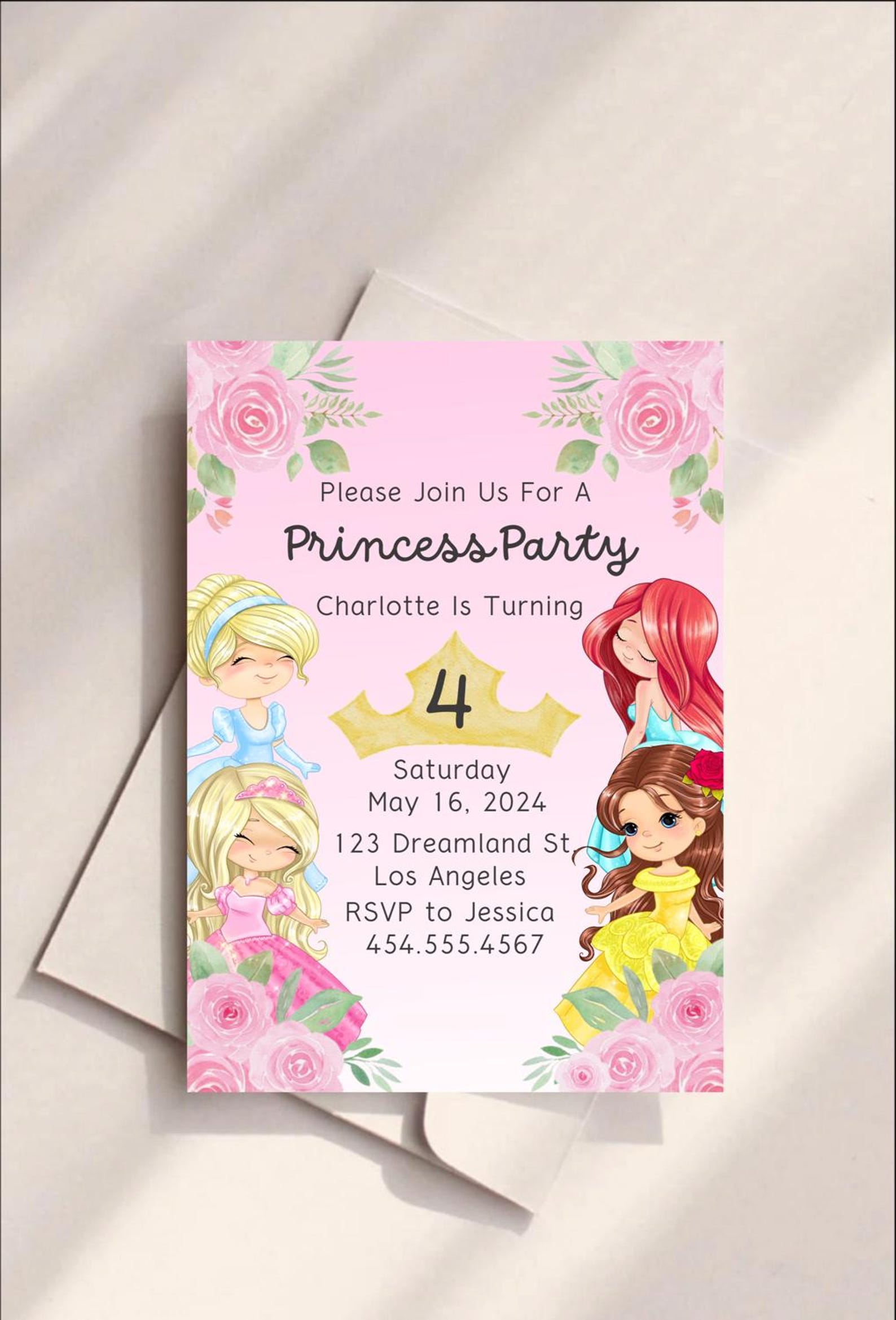 Editable Princess Invite Template - Etsy