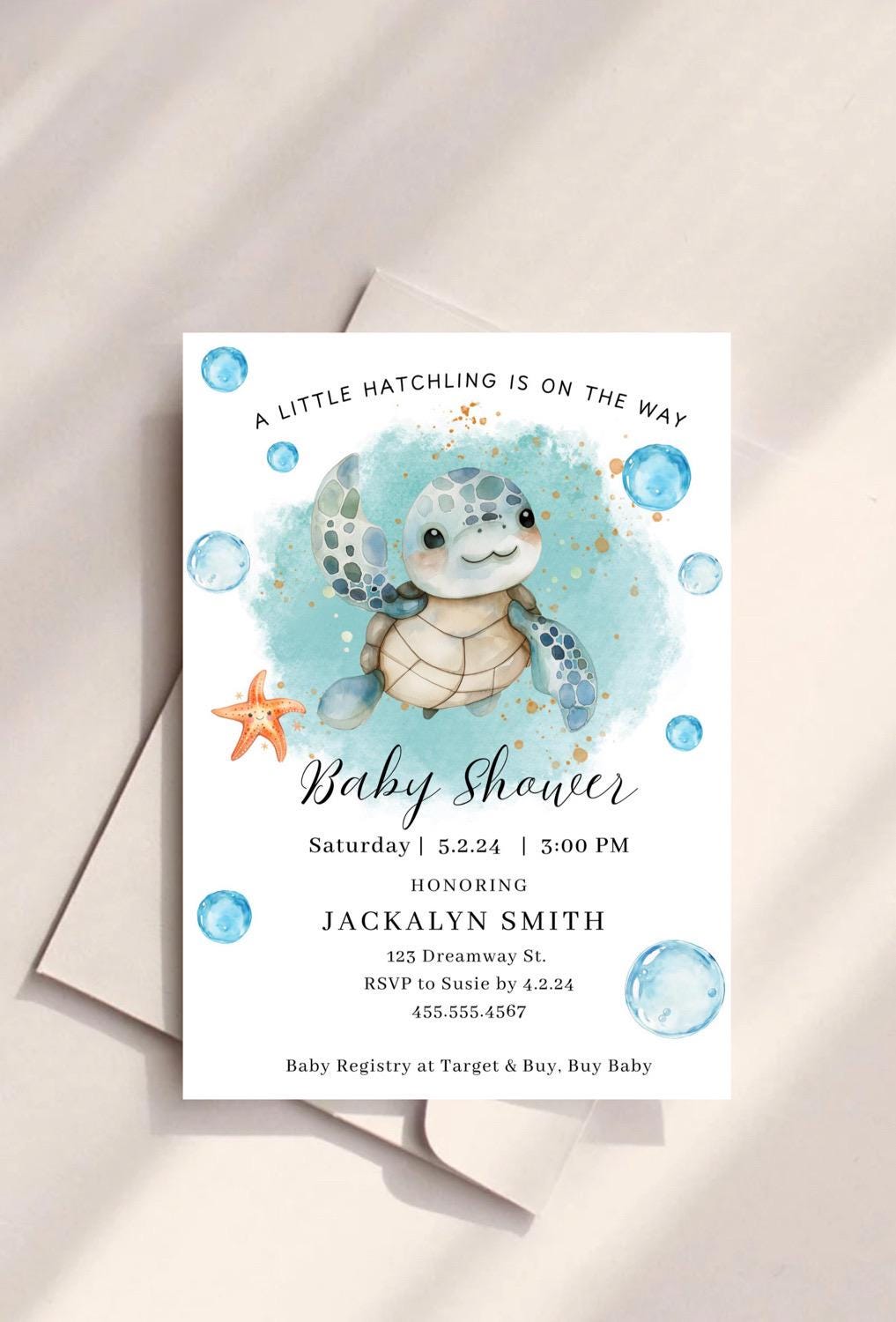 Baby Shower Sea Turtle Cartoon