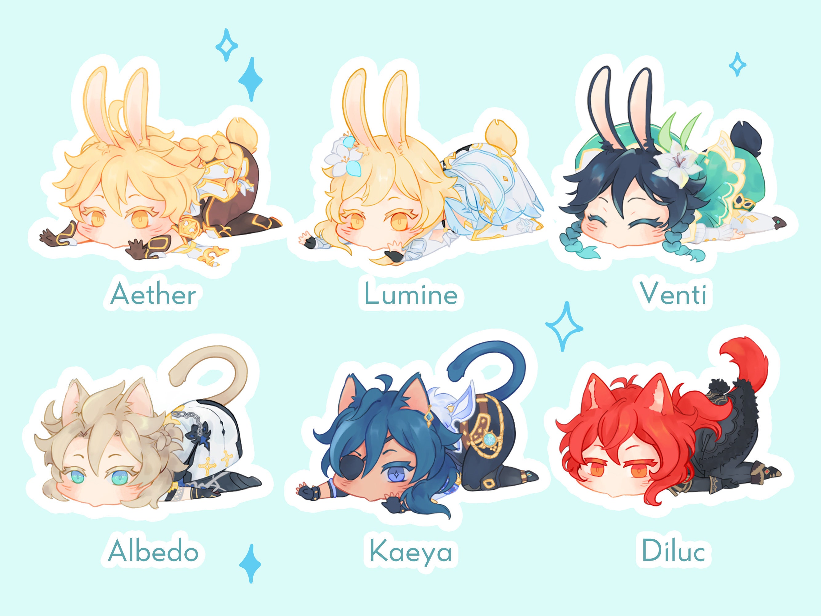 Genshin Impact Sticker Packs Bundle Gacha Vinyl Sticker Chibi Sale - Etsy
