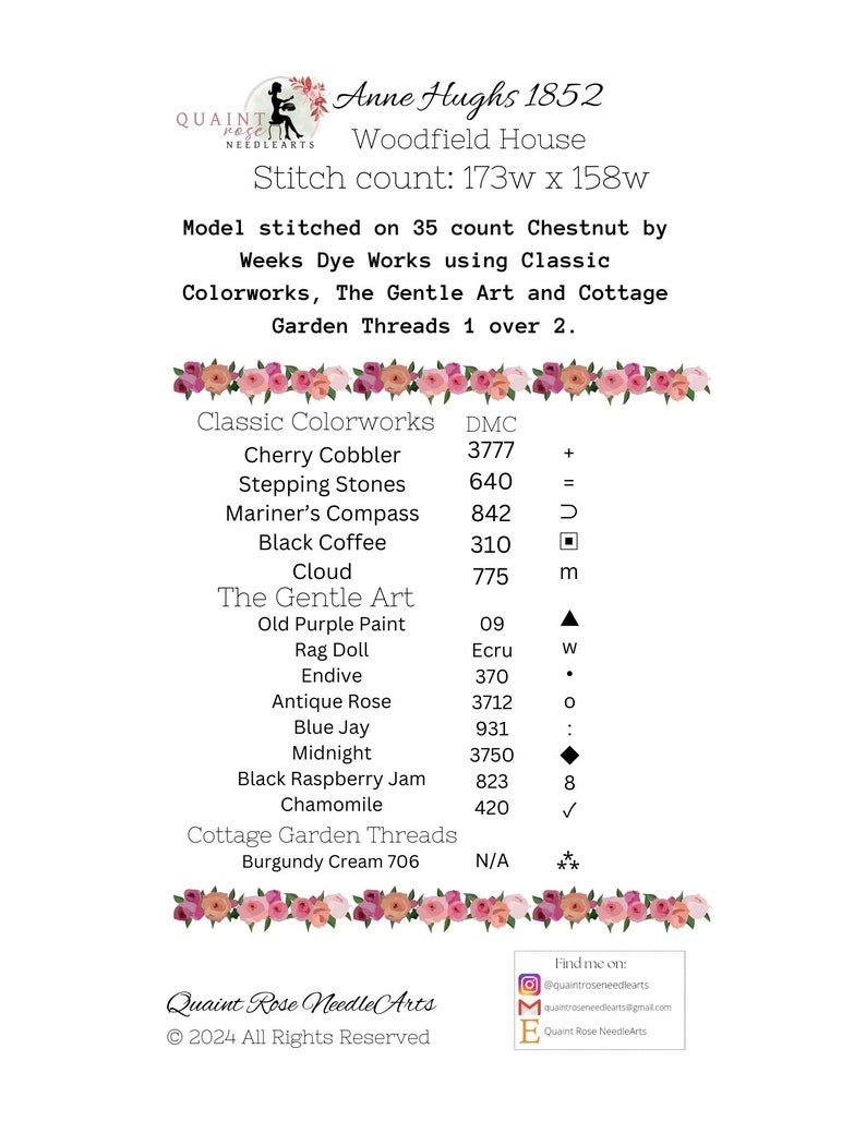 Pdf* Anne Hughs 1852 - Woodfield House Cross Stitch Pattern - Etsy