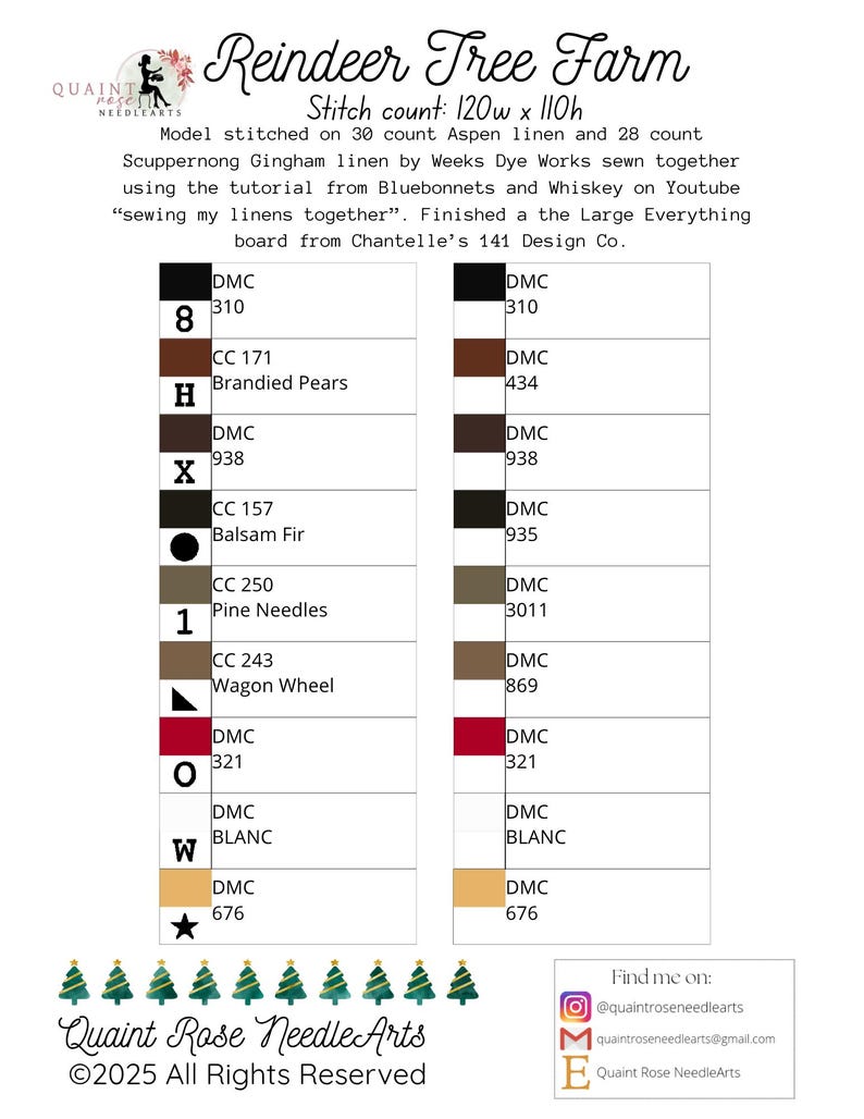 Pdf* Reindeer Tree Farm Cross Stitch Pattern Download - Etsy
