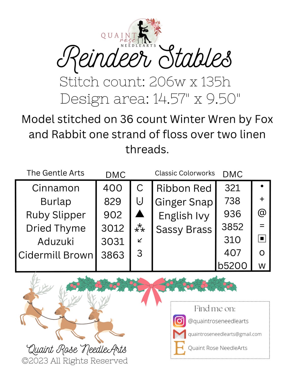 Pdf* Reindeer Stables Cross Stitch Pattern - Etsy