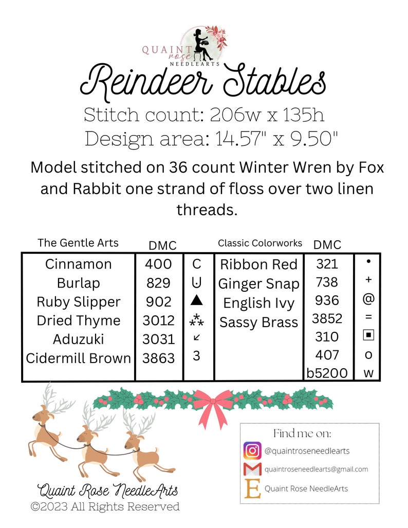 Pdf* Reindeer Stables Cross Stitch Pattern - Etsy