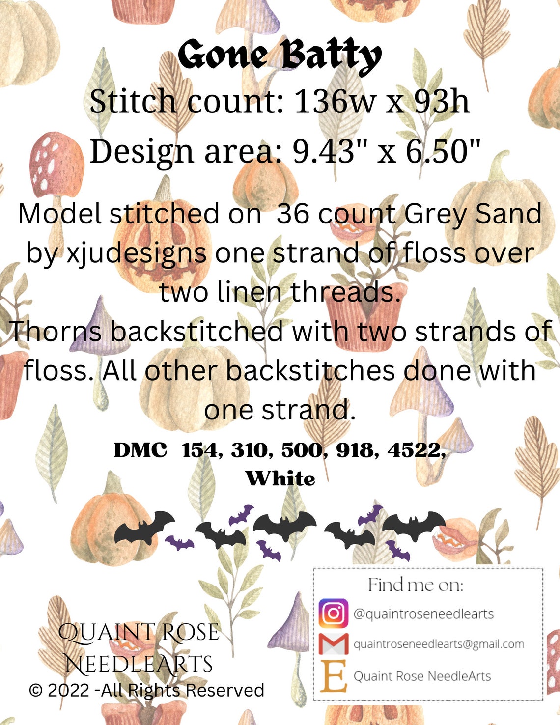 PDF* Gone Batty Cross Stitch Pattern - Etsy