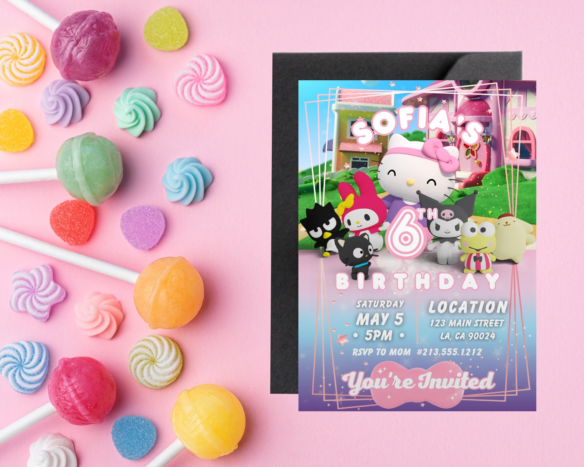 KAWAII friends Birthday Invitation Digital & Text Bundle - Etsy