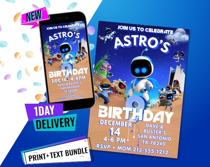 NEW! Gamer Bot Birthday — Custom Digital Invite — - Etsy