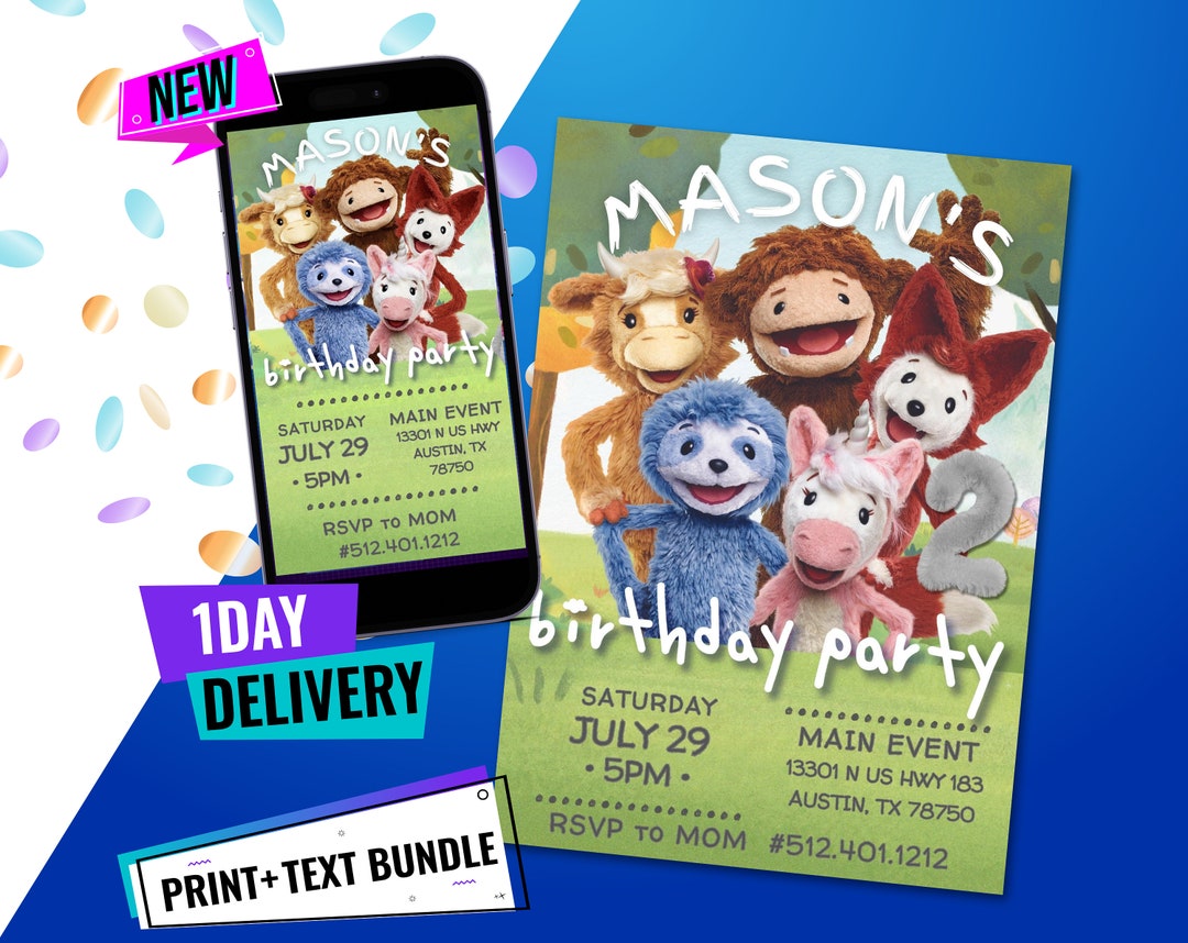 KIDS Puppet Birthday Invite Customized - Etsy