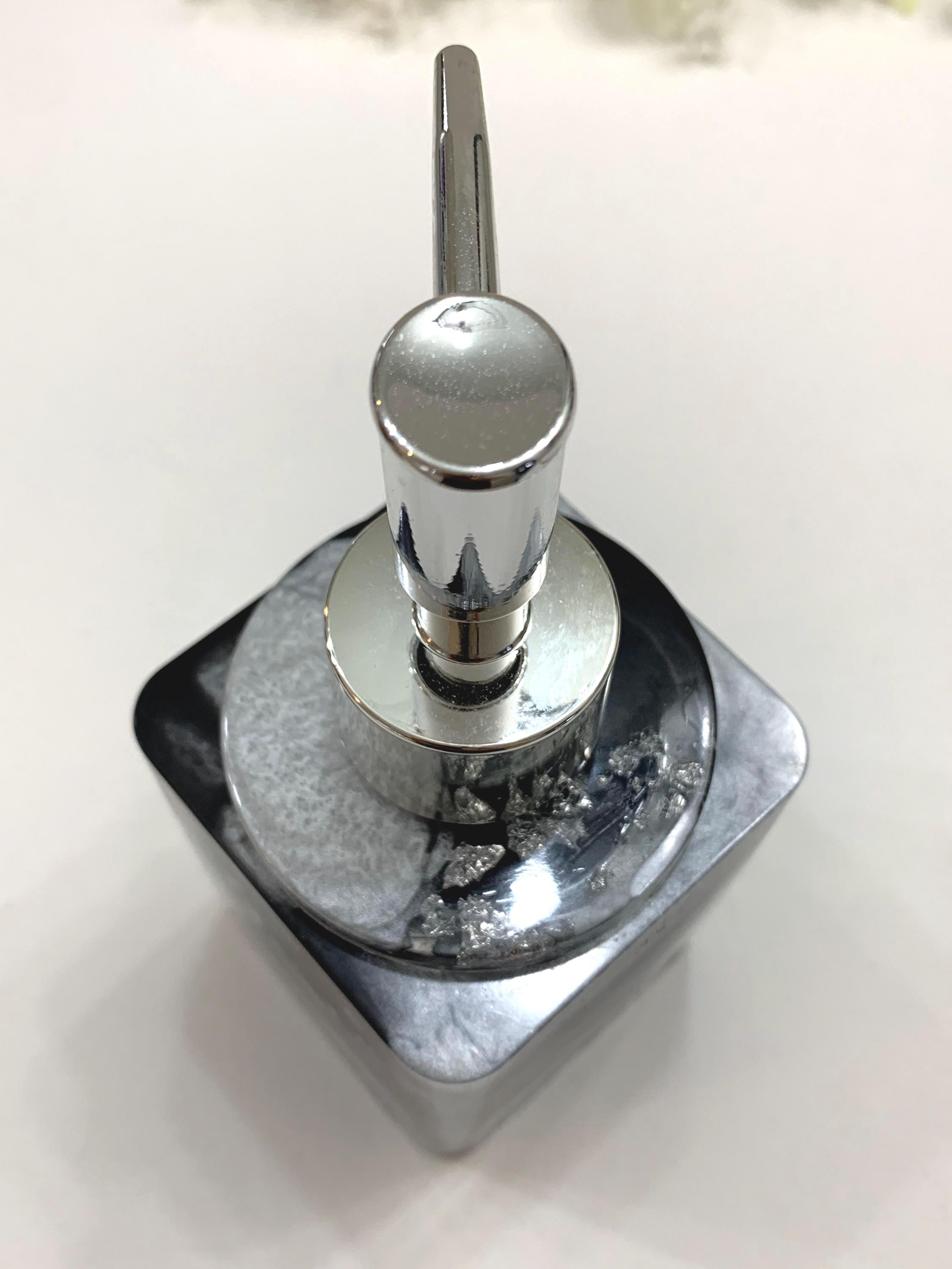 Handmade Liquid Soap Pump Dispenser, Epoxy Resin, Black White Silver ...