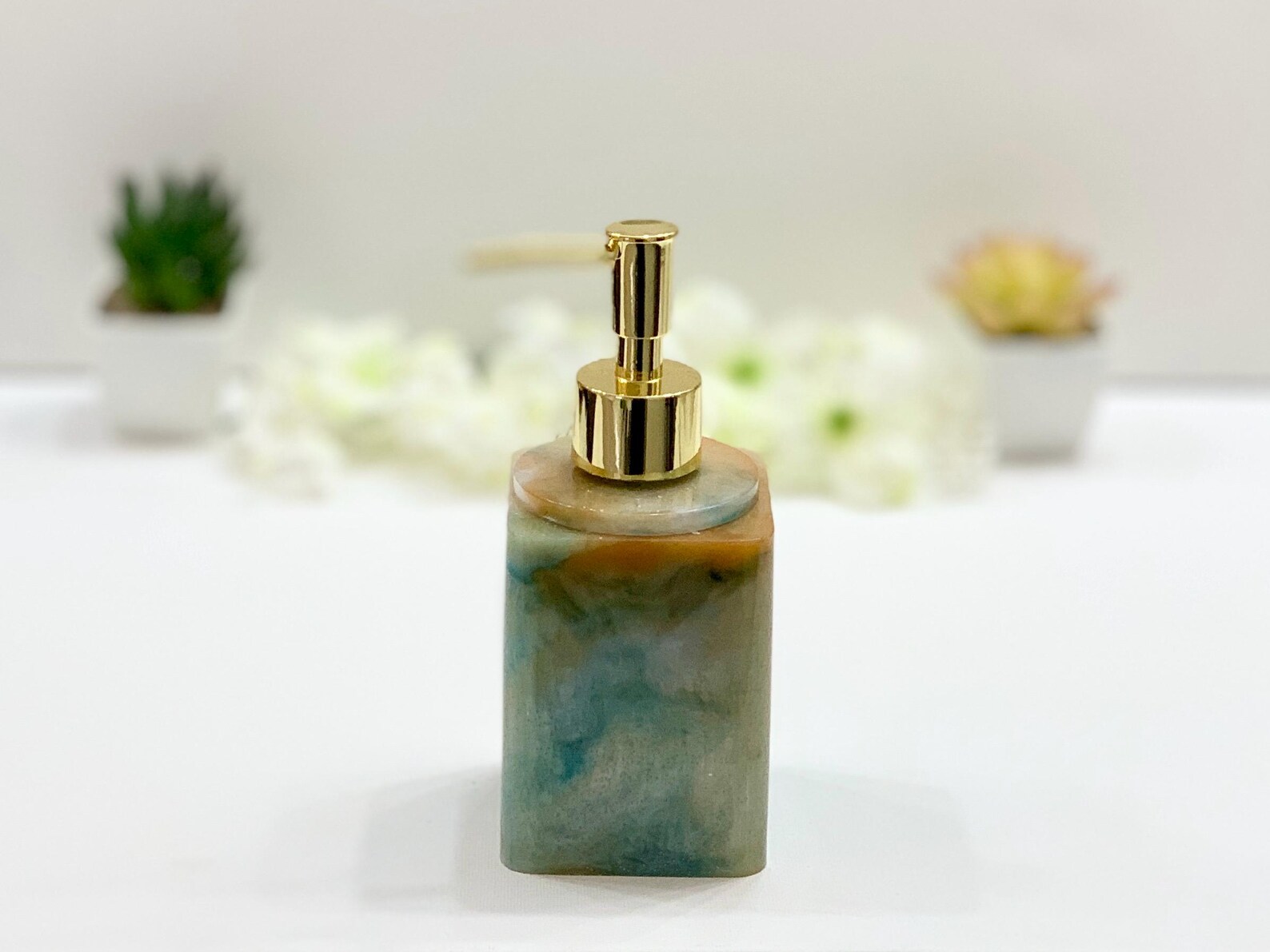 Handmade Liquid Soap Pump Dispenser | Marbled Design | Bathroom Decor ...