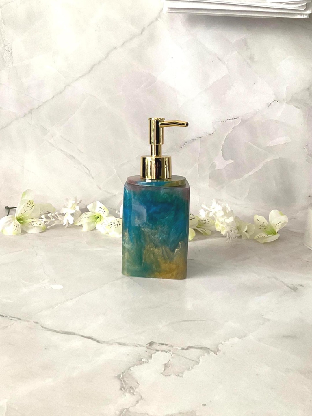 Handmade Liquid Soap Pump Dispenser | Multi Colorful Marbled Design ...