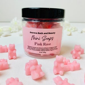Pink Rose Mini Soaps Bears and Stars Soap Hand & Body Soap Tiny Soap ...